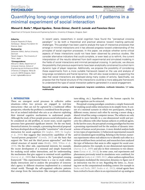 Pdf Quantifying Long Range Correlations And 1f Patterns In A Minimal