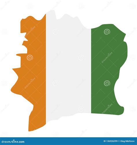 Map of Cote D `ivoire - Flag Stock Illustration - Illustration of isolated, vector: 136926299