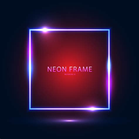 Premium Vector Neon Square Blue Frame With Highlights On A Dark Blue