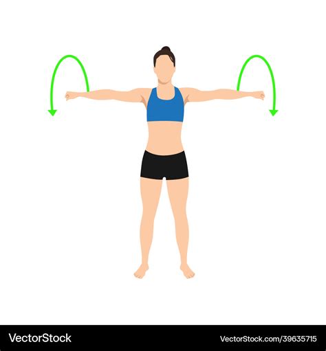 Woman Doing Arm Circles Exercise Flat Royalty Free Vector