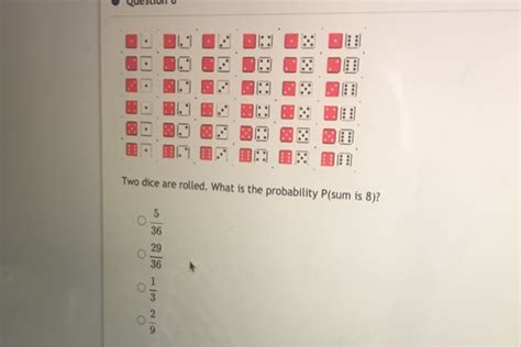 Solved Two Dice Are Rolled What Is The Probability P Sum Is Chegg Com