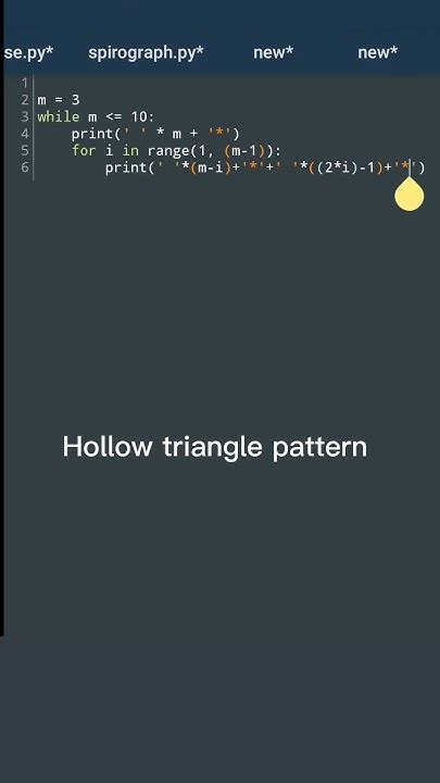 Hollow Triangle Pattern Pythoncoding Python Coding Statusshortsprogrammingshortvideo