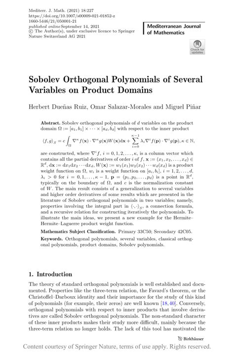 Sobolev Orthogonal Polynomials Of Several Variables On Product Domains Request Pdf