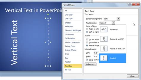 Как сделать вертикальный текст в Powerpoint