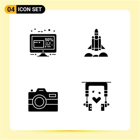User Interface Pack Of 4 Basic Solid Glyphs Of Discount Camera Percentage Bussiness Photography