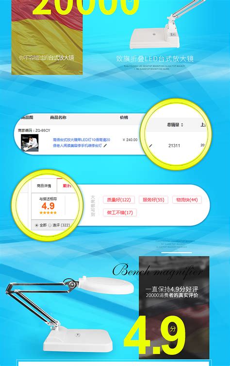 致旗ZQ 86CY德国30倍高倍台式放大镜带灯高清老人阅读修表手机维
