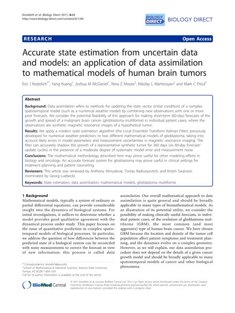 Pdf Accurate State Estimation From Uncertain Data And Models An
