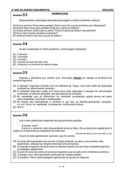Escola Tiragem Portal ATIVIDADES ANO PORTUGUÊS LÍNGUA PORTUGUESA EXERCÍCIOS PROVAS AVALIAÇÕES V