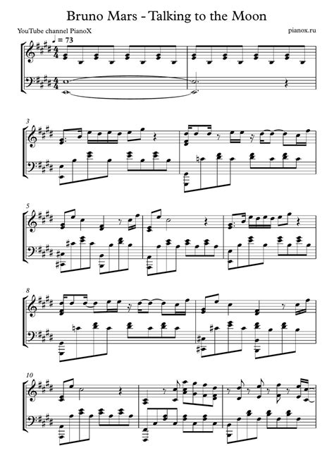 Bruno Mars Talking To The Moon Sheets By Pianox