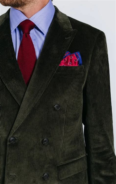 Double Breasted Green Corduroy Suit Dobell
