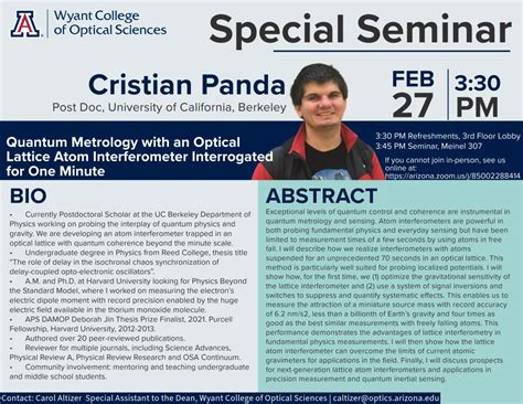 Special Seminar Cristian Panda Quantum Metrology With An Optical Lattice Atom Interferometer