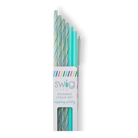 Rainbow Aqua Reusable Straw Set Swig Life