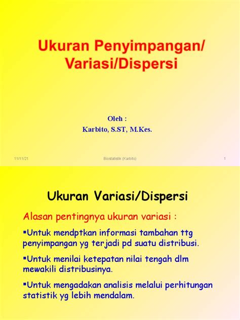 Analiis Univariat Data Numerik Ukuran Nilai Dispersi Pdf