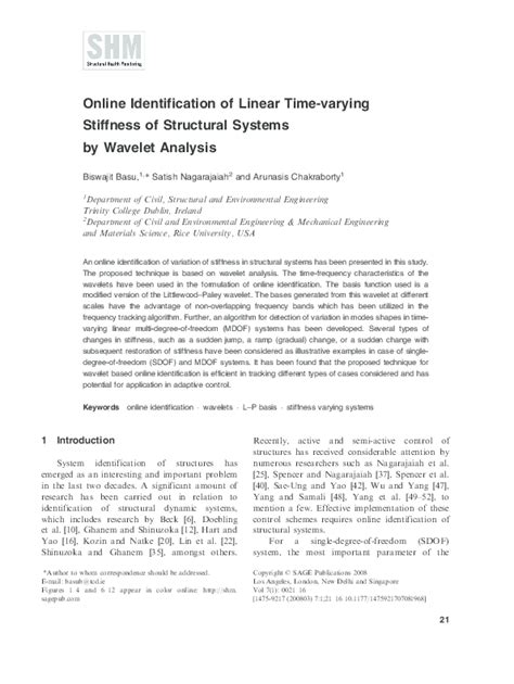 Pdf Online Identification Of Linear Time Varying Stiffness Of