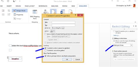 solved ms word form creation responders can t enter text experts