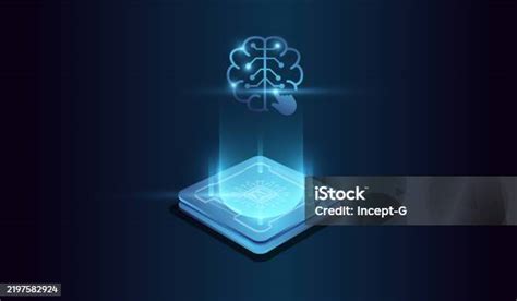 선 삼각형 이진수 및 점으로 구성된 디지털 두뇌 형태입니다 하이테크 스타일 인공 지능 개념 벡터 일러스트 레이 션 기술 벡터에 가벼운 회로 기판이 있는 Ai 칩 3차원