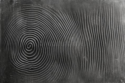 High Detail Zoomed In View Of A Fingerprint On A Dark Surface