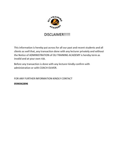 Disclaimer Pdf