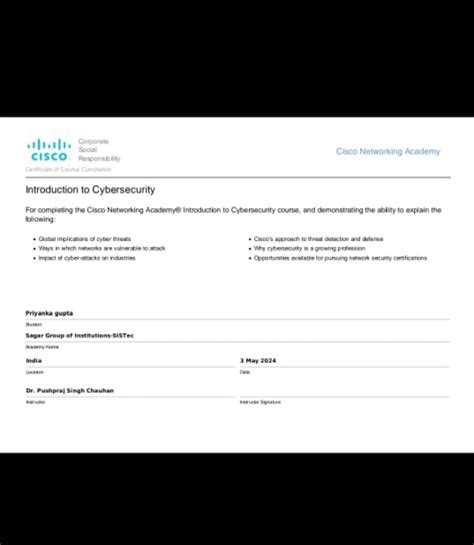 Priyanka Gupta On Linkedin I Recently Completed An Introduction To Cybersecurity Certification