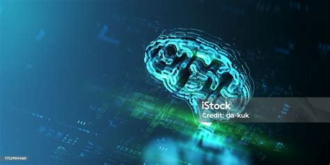 미래 기술 배경에 대한 디지털 두뇌 홀로그램 Ai 진화의 생산성 기술 진보와 혁신의 세계에서 미래의 두뇌 아이콘 Cgi 3d 렌더링 데이터에 대한 스톡 사진 및 기타 이미지