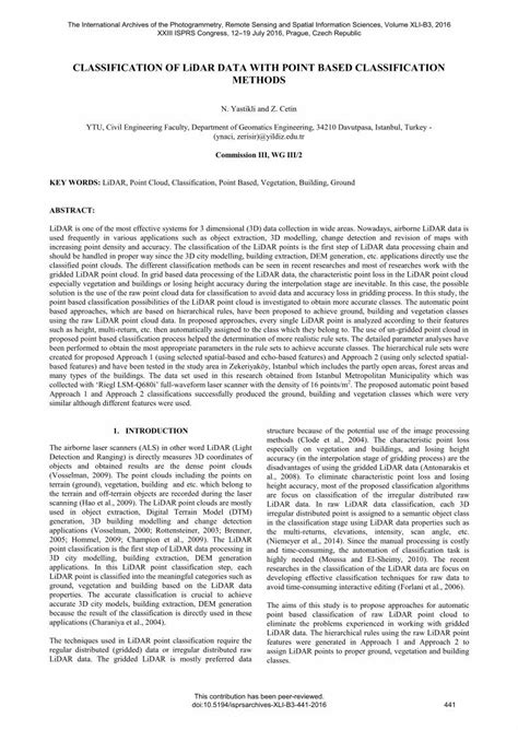 Pdf Classification Of Lidar Data With Point Based Solution Is