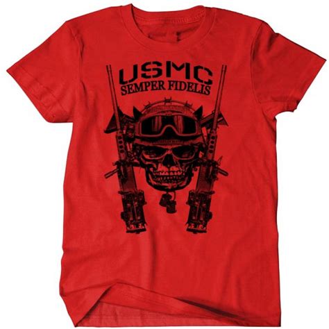 Usmc T Shirt Semper Fidelis Combat Arms Men Cotton Tee Us Marines