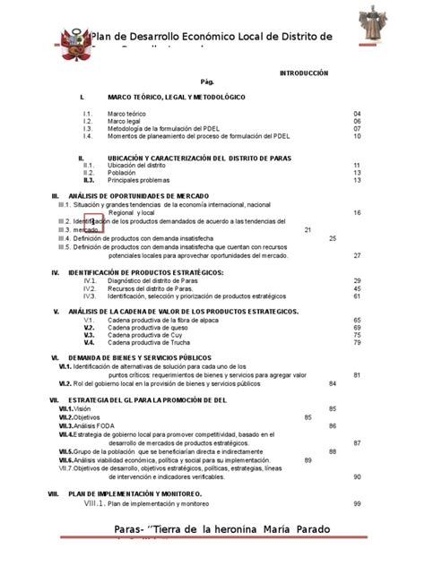 Plan De Desarrollo Economico Paras Final1 Pdf Competitividad