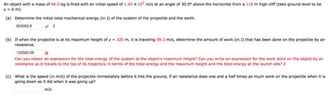 Solved An Object With A Mass Of 46 0 Kg Is Fired With An