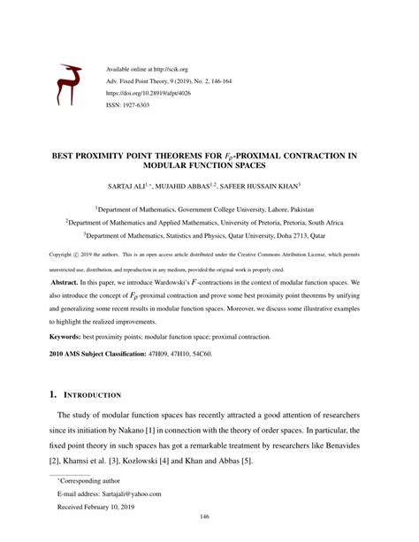 Pdf Best Proximity Point Theorems For Fρ Proximal Contraction In