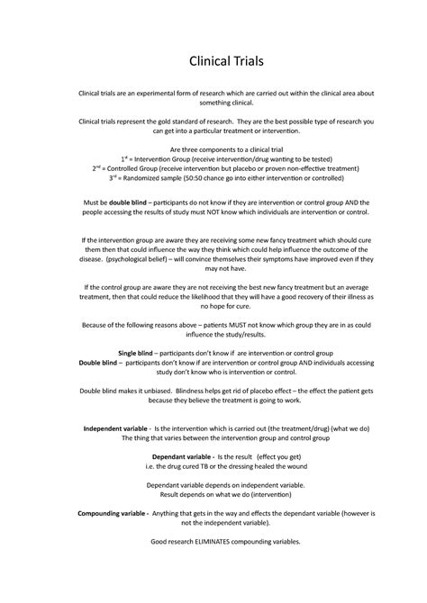 Clinical Trials Lecture Notes Clinical Trials Clinical Trials Are