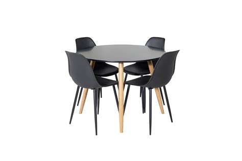 Venture Home Plaza Matgrupp 100 Cm Rund Med 4 Polar Stolar Svart