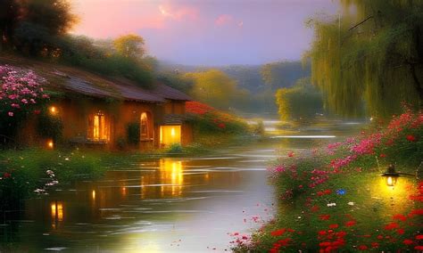 Download Ai Generated House River Royalty Free Stock Illustration