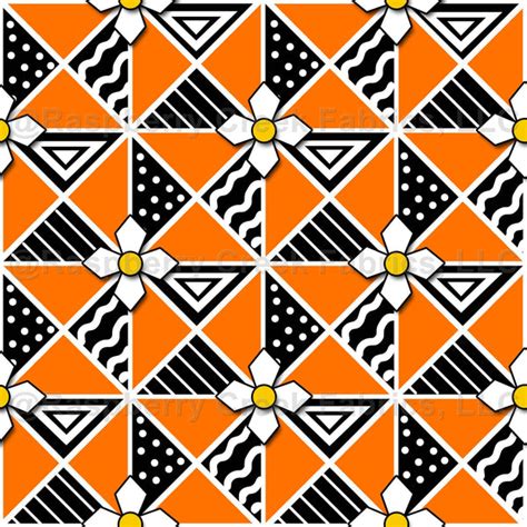 Pysanky Triangles Orange Raspberry Creek Fabrics