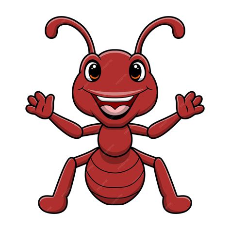 배경 에 있는 귀여운 개미 만화 프리미엄 벡터