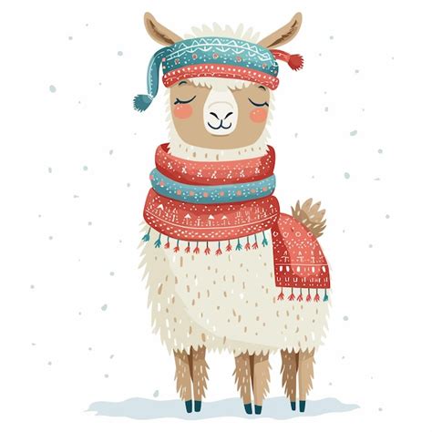Premium Vector Cutecartoonllamawearingknittedblanket