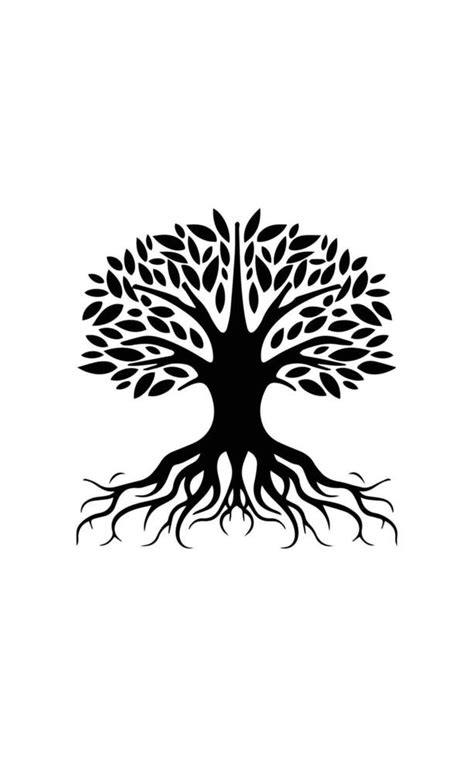 A Black And White Tree With Roots On It 47457136 Vector Art At Vecteezy