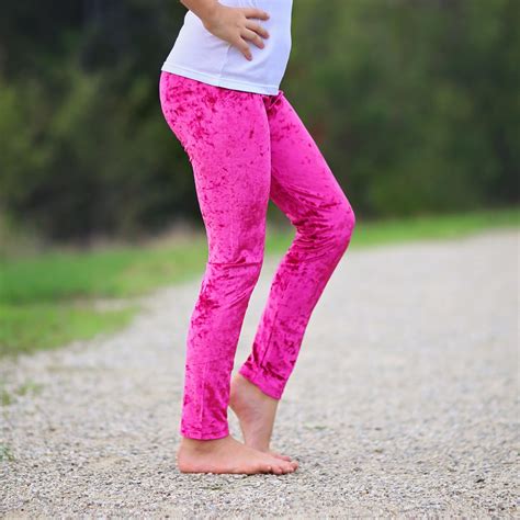 Girls Hot Pink Velvet Leggings Velvet Pants Leggings Hot Pink Pants