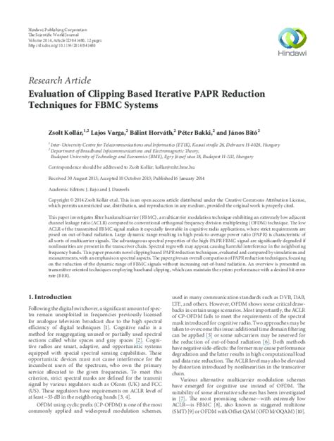 Pdf Evaluation Of Clipping Based Iterative Papr Reduction Techniques