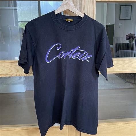 Corteiz Black And Purple Script Logo Tee In S Good Depop