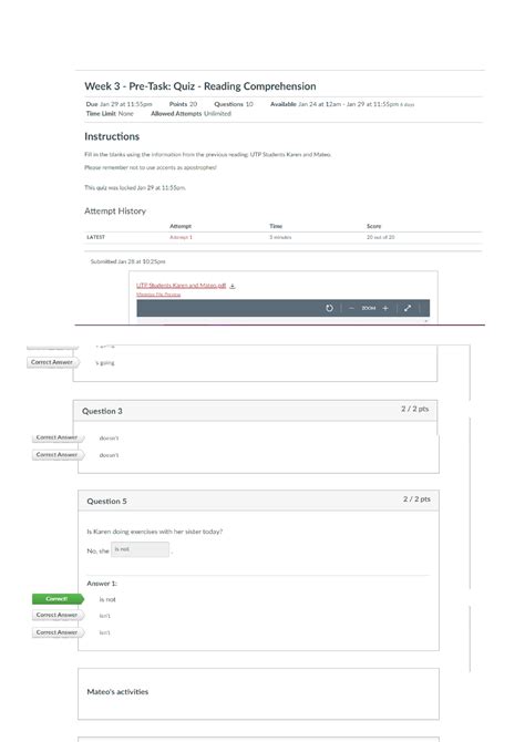 Week 3 Pre Task Quiz Reading Comprehension Ingles II Studocu