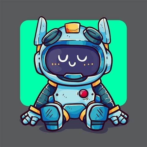 Ilustración De Robot Lindo Dibujado A Mano Vector Premium
