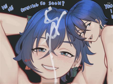 Rule 34 Belle Zenless Zone Zero Blue Hair Blush Breasts Close Up Commentary Crossed Bangs