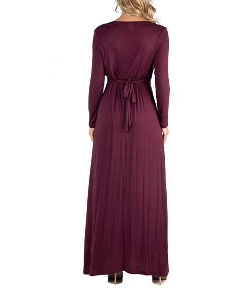 24seven Comfort Apparel Semi Formal Long Sleeve Maternity Maxi Dress