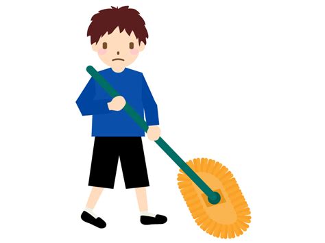 モップで床掃除のイラスト02 イラスト無料・かわいいテンプレート