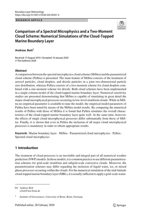 Pdf Comparison Of A Spectral Microphysics And A Two Moment Cloud Scheme Numerical Simulations