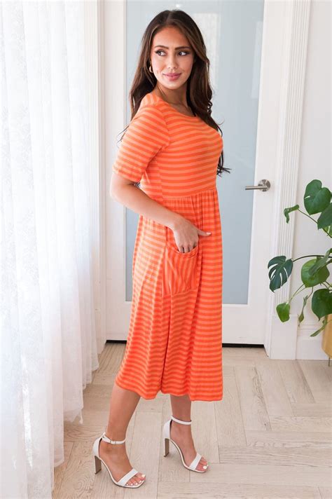 The Elin Modest Striped Dress Neesees Dresses