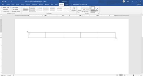 How To Create A Table In Ms Word Officebeginner