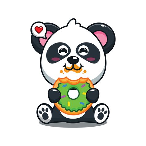 Cute Panda Eating Donut Cartoon Vector Illustration 25561608 Vector