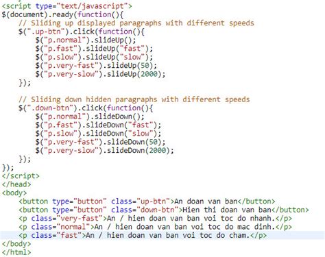 Hiệu ứng Slide trong jQuery slideUp và slideDown có ví dụ