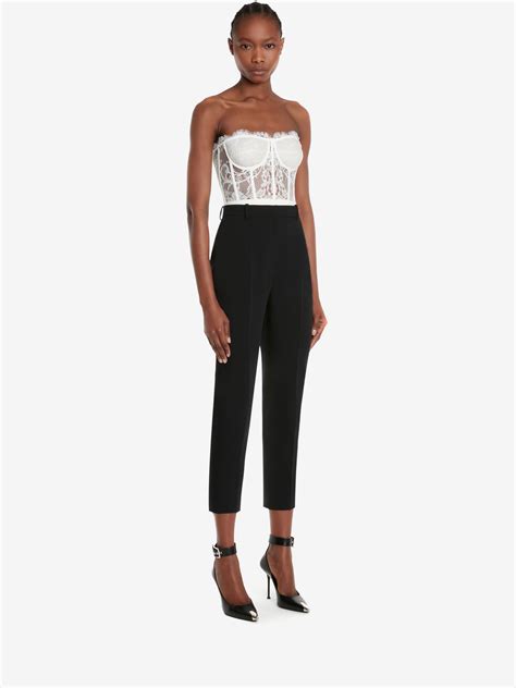 Lace Corset In White Alexander Mcqueen Us